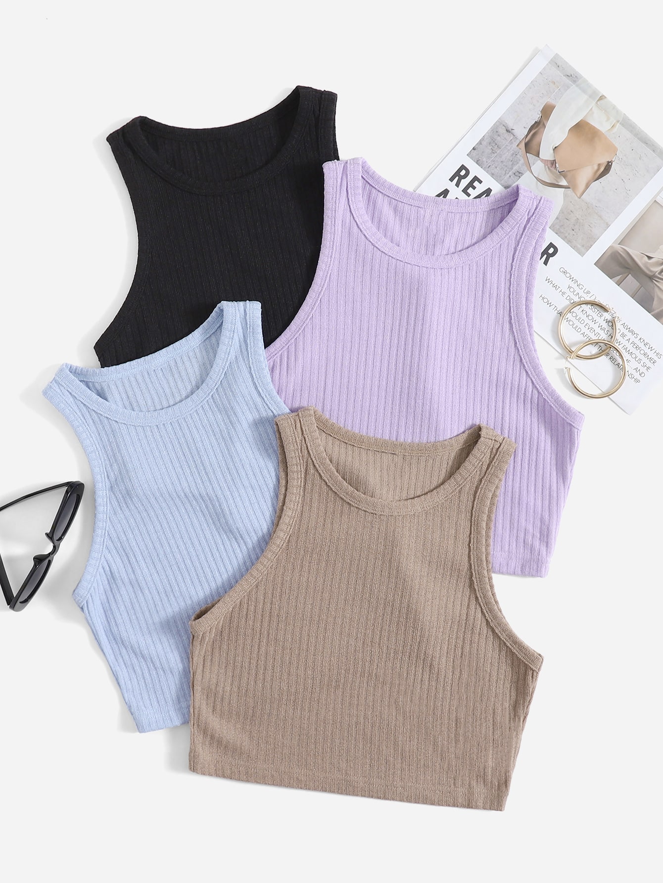 Shein Ezwear 4pcs Rib Knit Tank Top Shein Usa