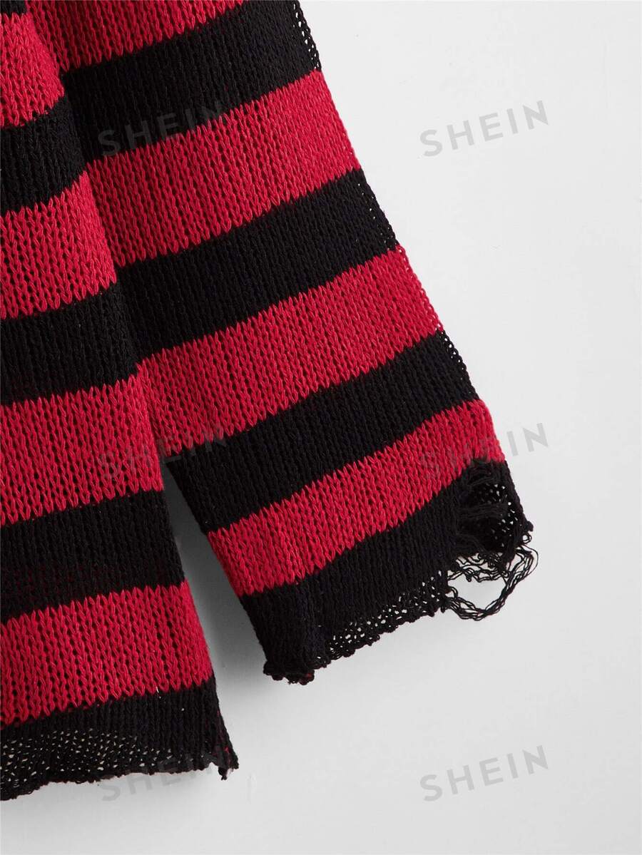 SHEIN EZwear ストライプ 穴あき セーター | SHEIN JAPAN