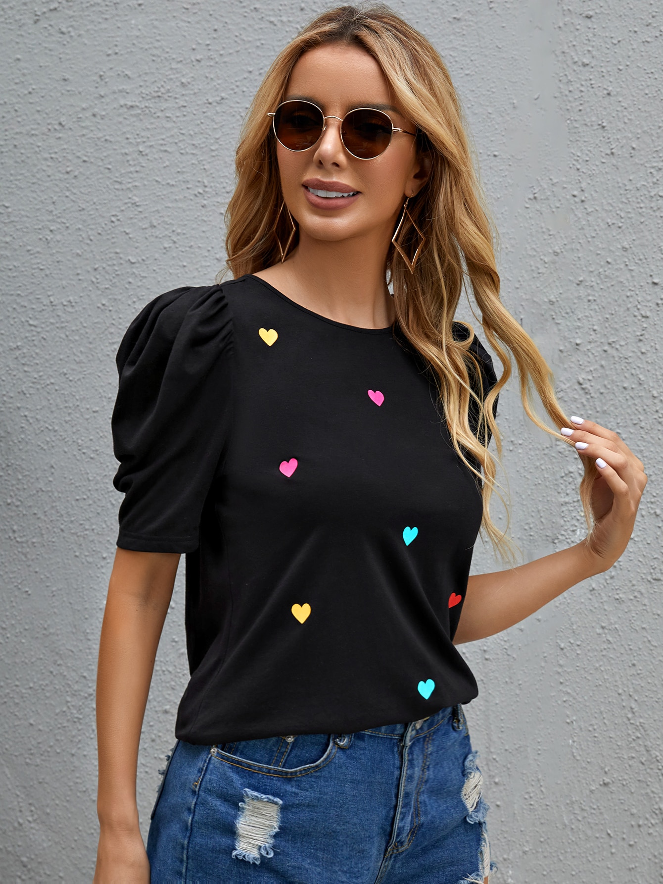 Puff Sleeve Heart Top