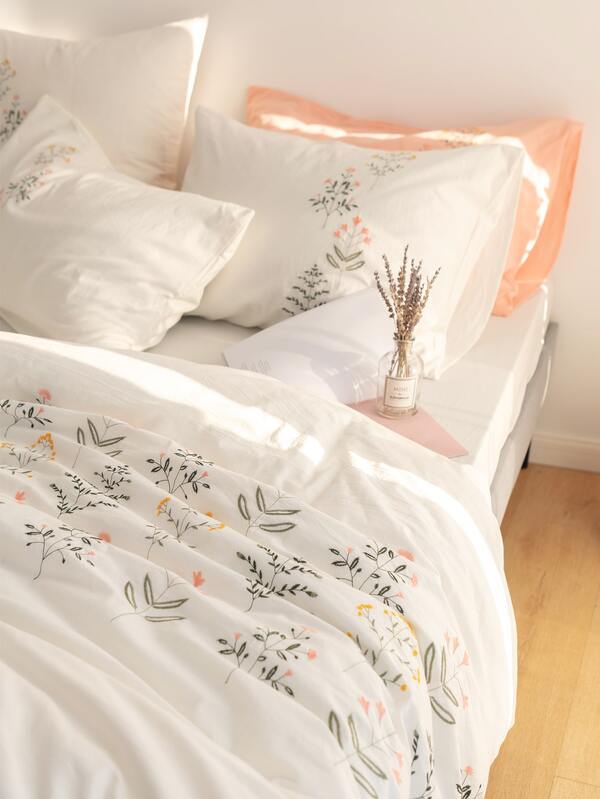 Plants Embroidery Duvet Cover Sets Without Filler Shein Usa