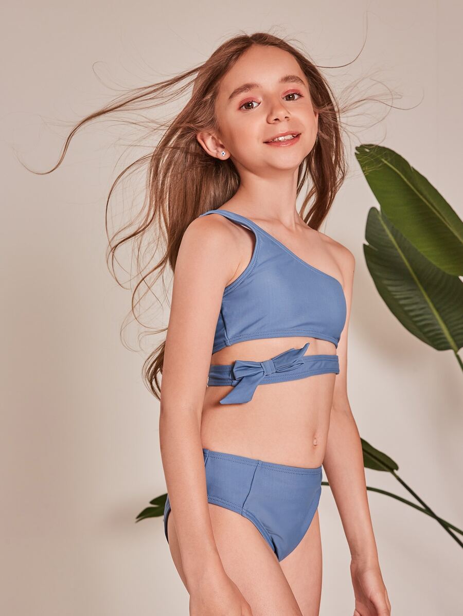 Is That The New Tween Girl Cut Out One Shoulder Bikini Set Summer Beach