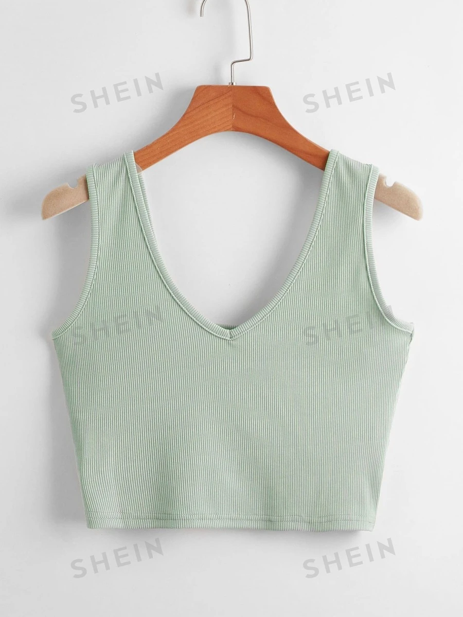 SHEIN EZwear Ribbed Solid Tank Top | SHEIN UK