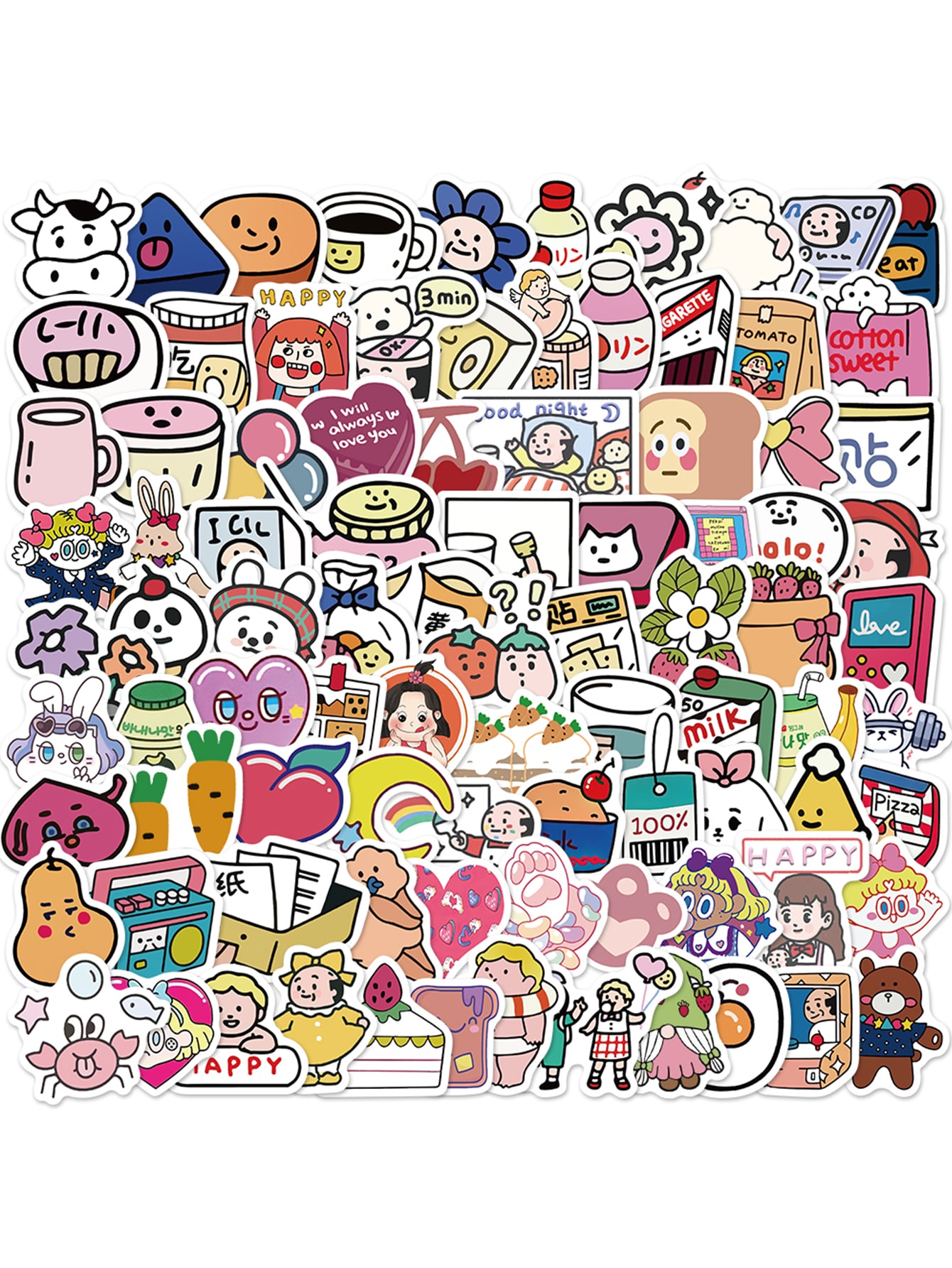 90pcs Cartoon Graphic Sticker