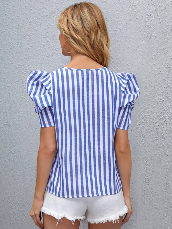 SHEIN Clasi Striped Puff Sleeve Top | SHEIN USA