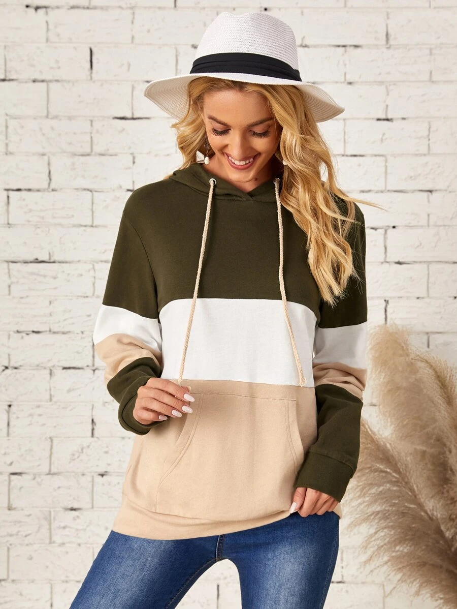 SHEIN Colorblock Drawstring Hoodie | SHEIN EUR