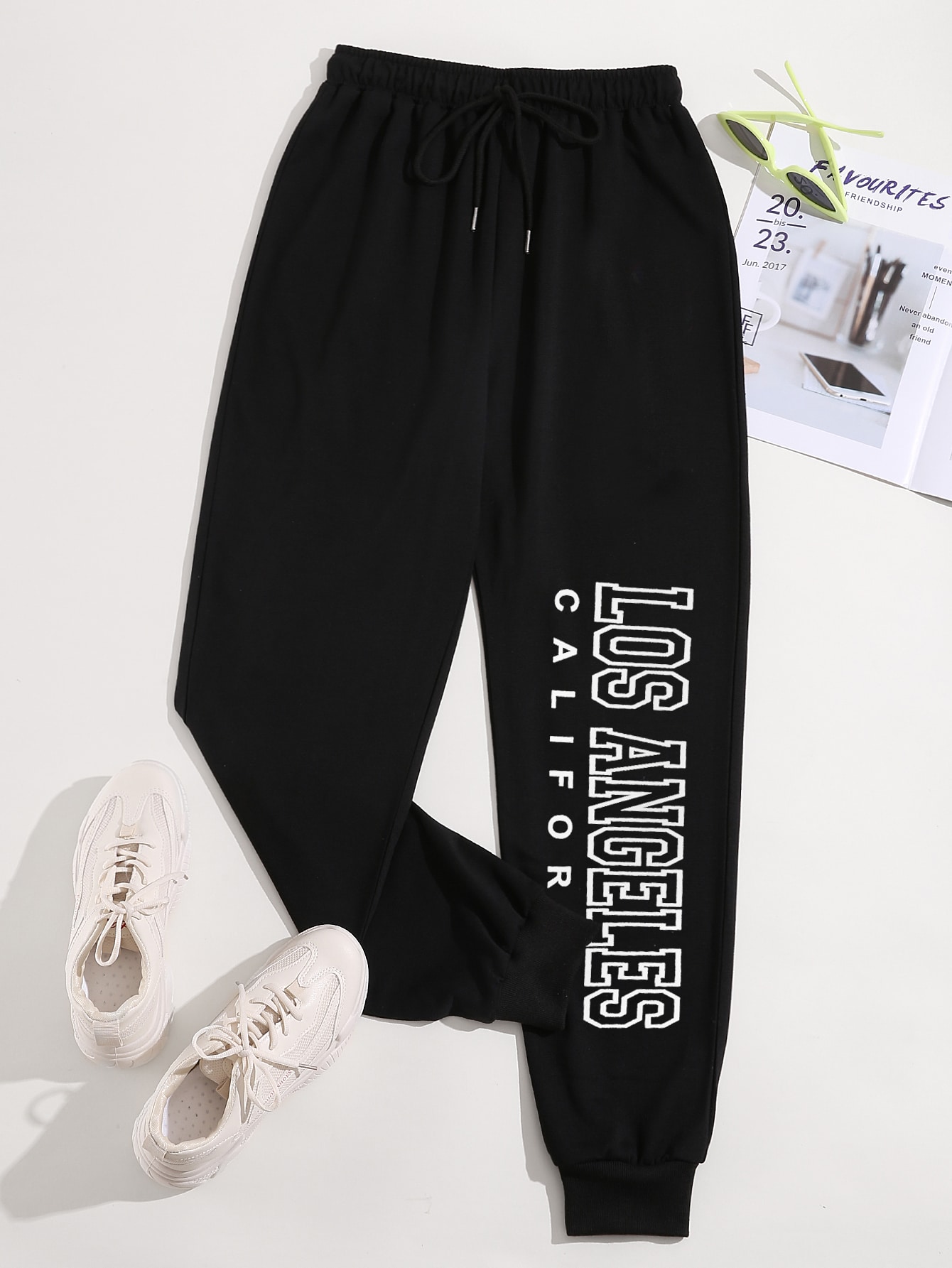 Letter Graphic Drawstring Sweatpants