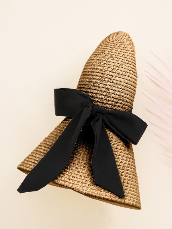 Bow Decor Wide Brim Straw Hat | SHEIN USA