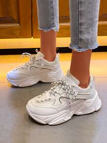 Minimalist Lace Up Front Chunky Sneakers | SHEIN USA