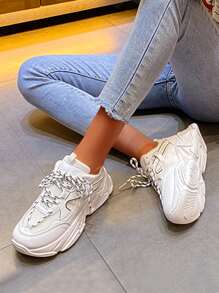 Minimalist Lace Up Front Chunky Sneakers | SHEIN USA