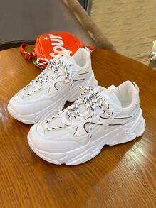 Minimalist Lace Up Front Chunky Sneakers | SHEIN USA