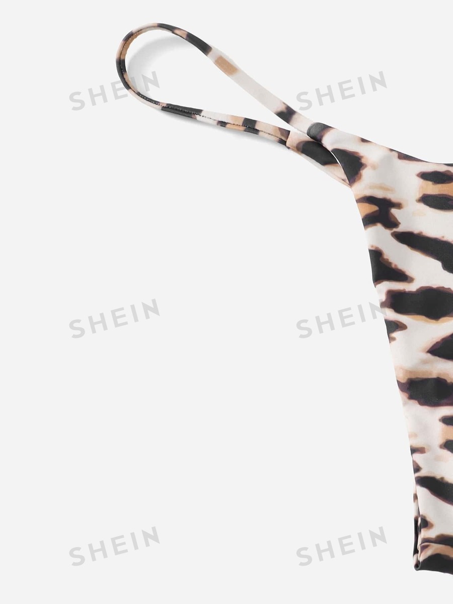 SHEIN Swim Women's Summer Beach Animal Pattern V-Strings Bikini Bottom ...