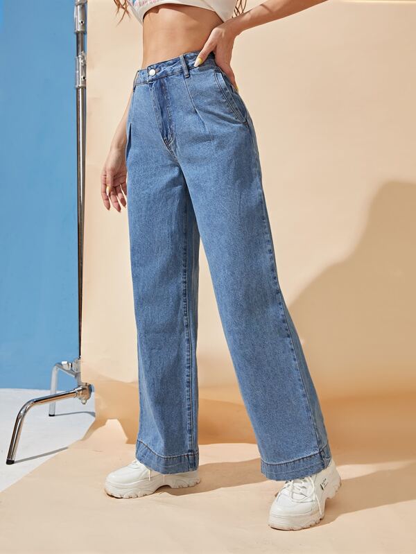 SHEIN Jean ample taille haute | Mode en ligne | SHEIN FRANCE