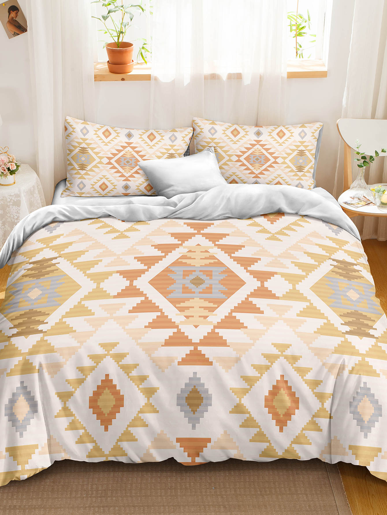 Geometric Pattern Duvet Cover Sets Without Filler