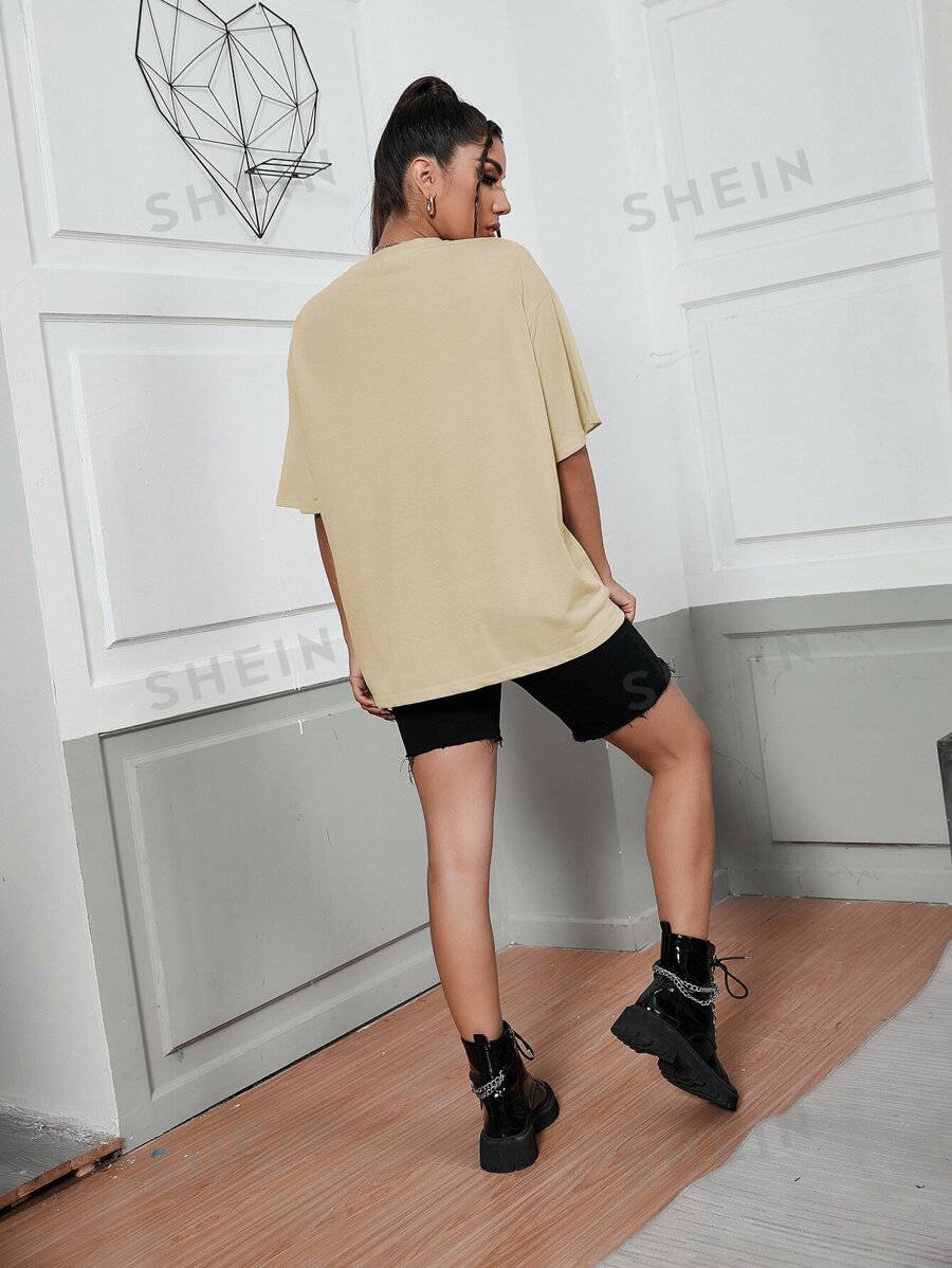 Shein Ezwear Building And Slogan Print Drop Shoulder Tee Urban The City