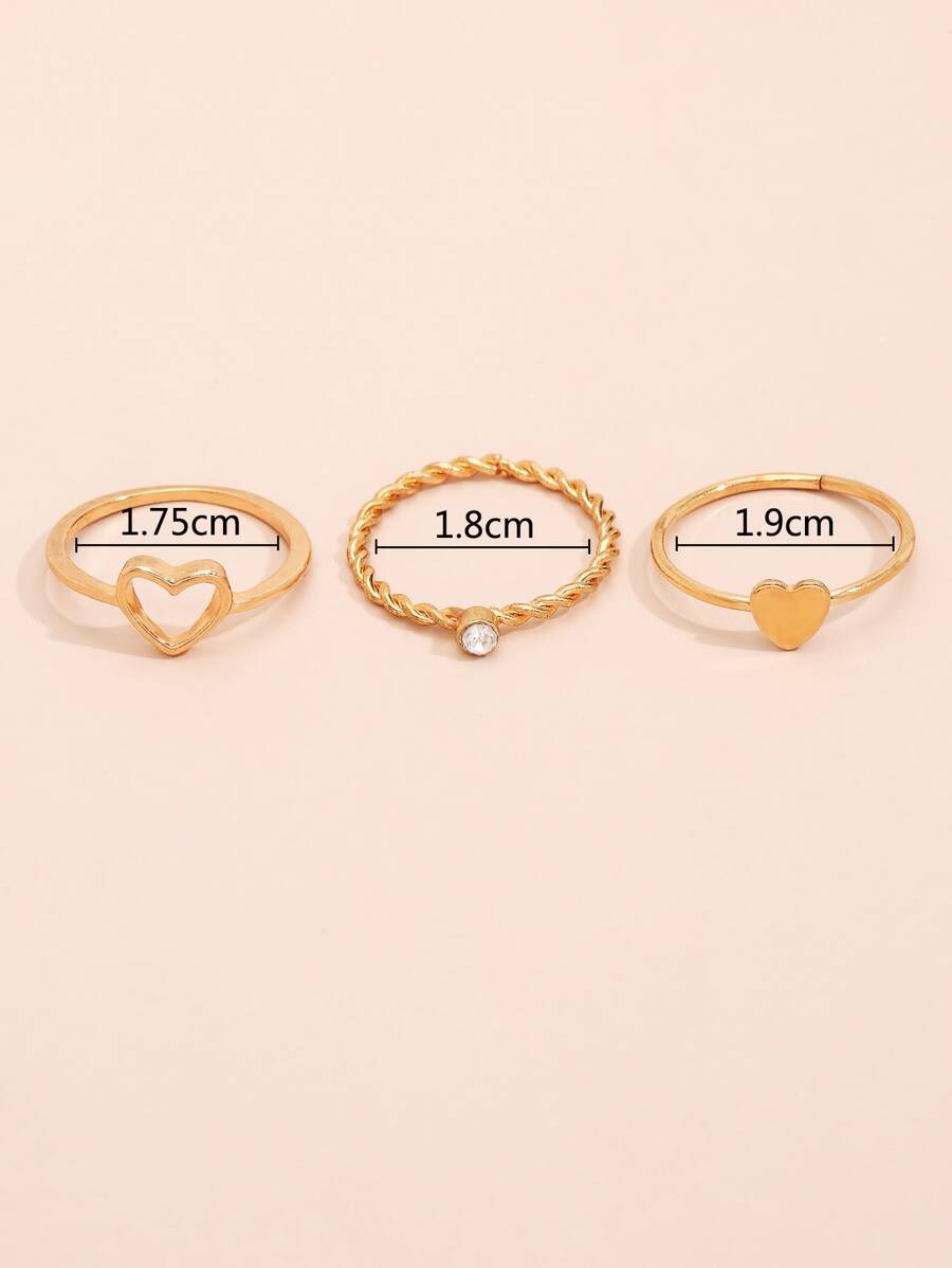3pcs Heart Decor Ring | SHEIN UK