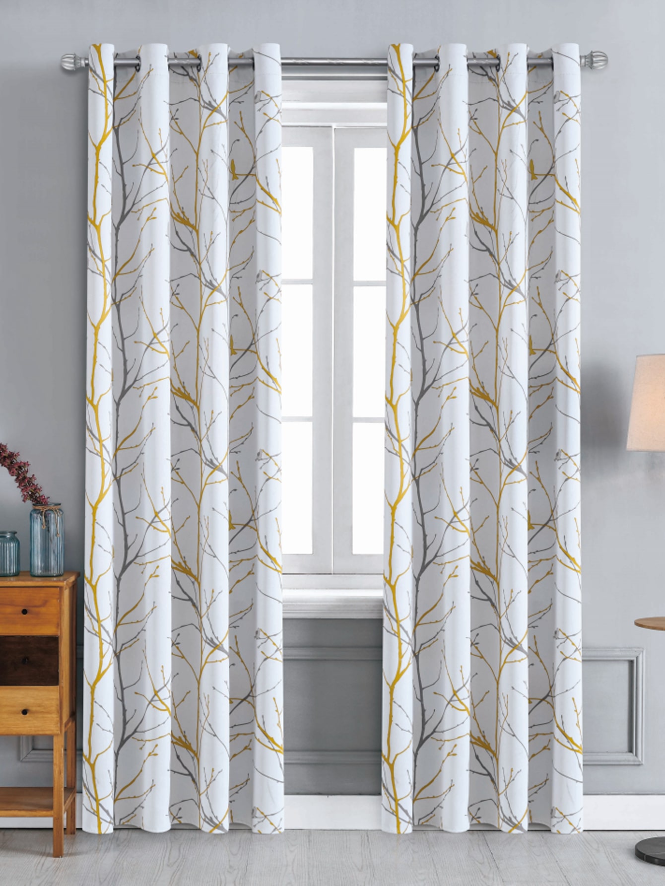 Tree Branch Print Single Panel Blackout Curtain
