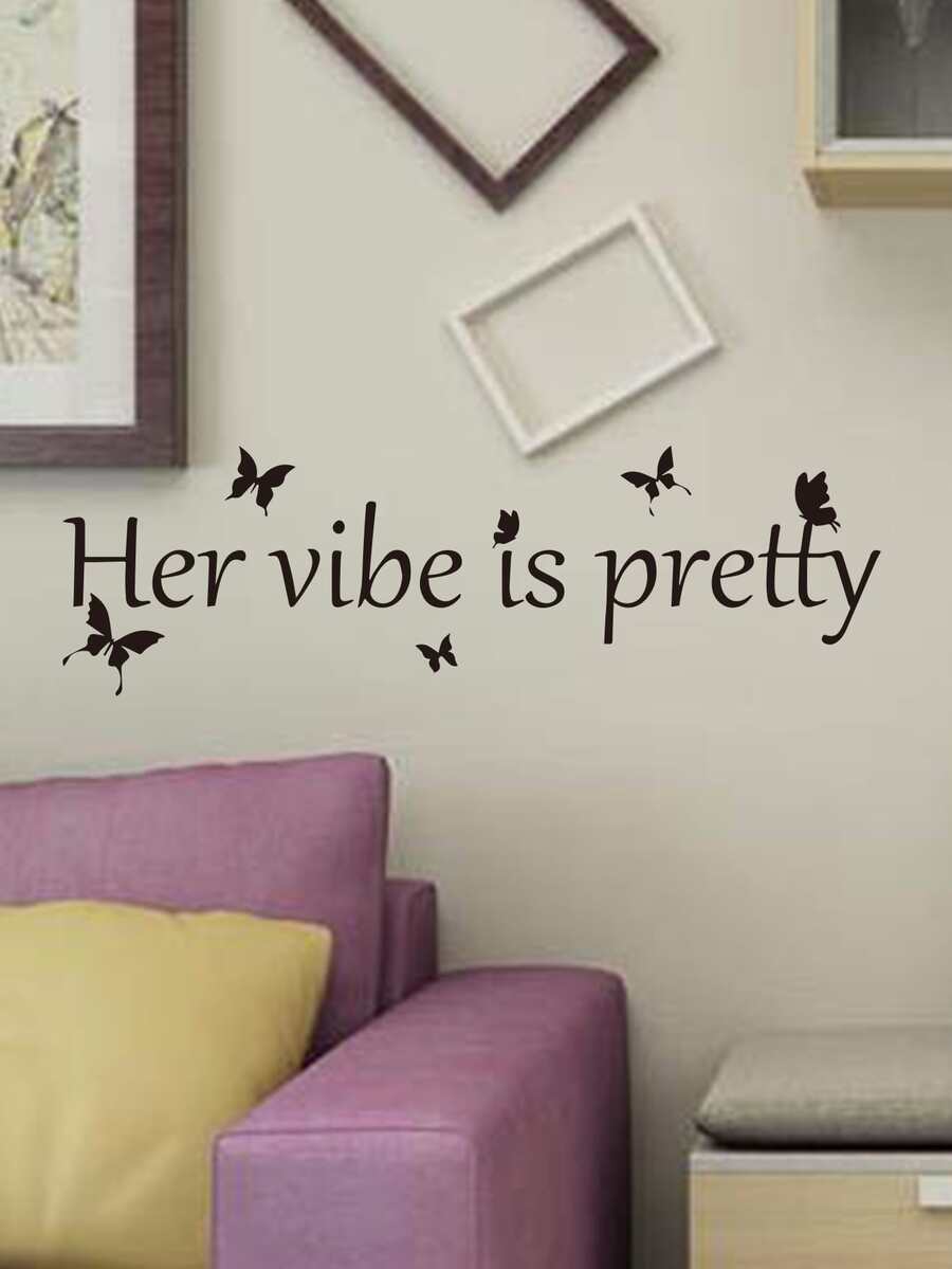 Slogan Graphic Wall Sticker, Black PVC Waterproof Slogan Wall Decal For ...