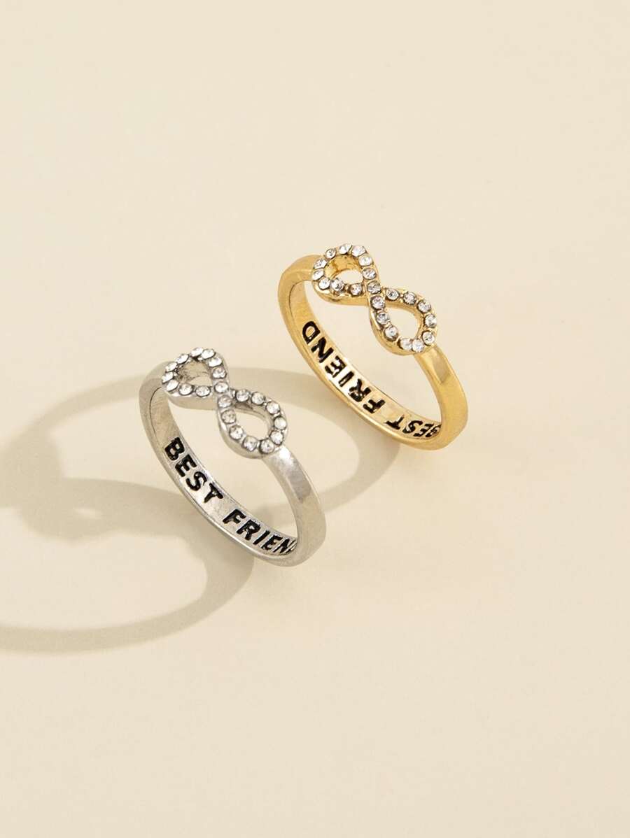 2pcs Rhinestone Infinity Decor Ring | SHEIN USA