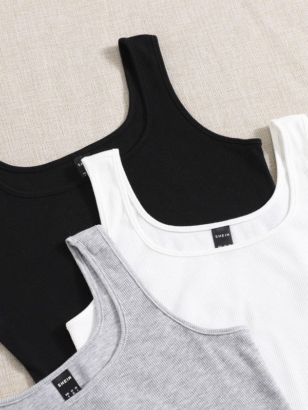 SHEIN EZwear 3 Pack Solid Crop Tank Top | SHEIN UK
