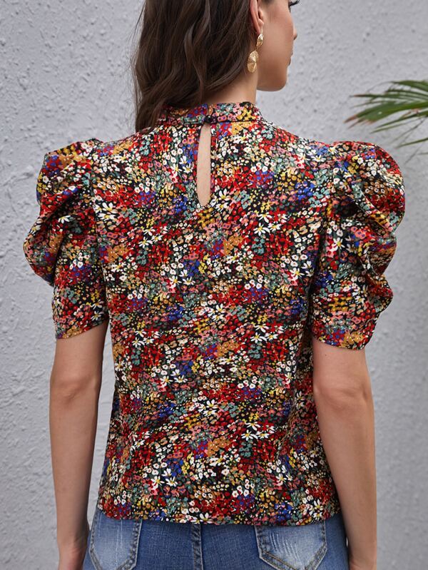Shein Clasi Ditsy Floral Cut Out Detail Top Shein Usa