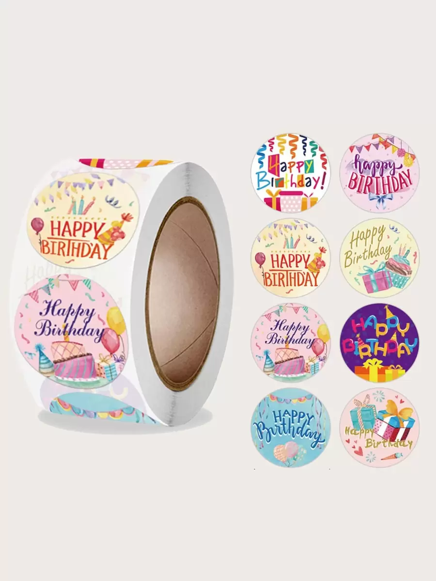 1roll Slogan Graphic Birthday Gift Sticker, Cartoon Paper Gift ...