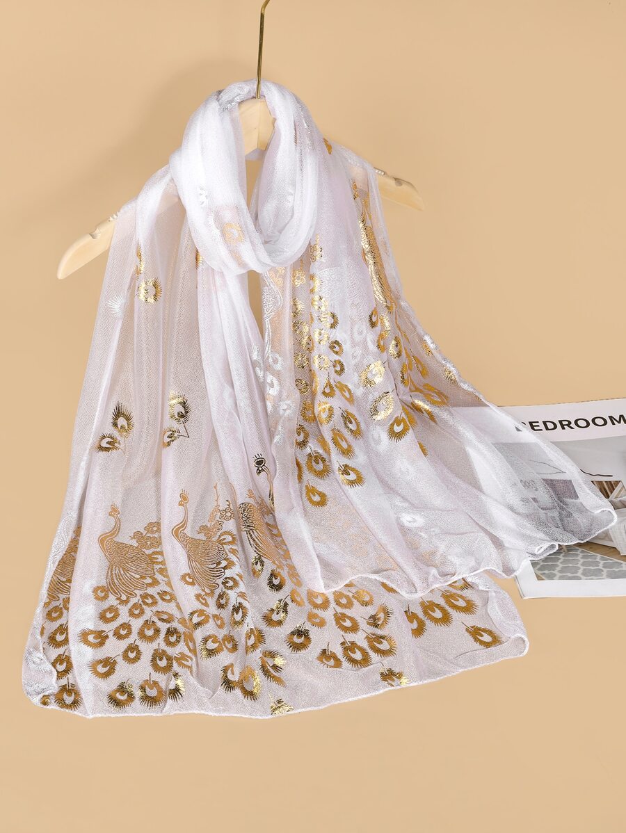 Boho 1pc Peacock Pattern Scarf For Outdoor All Seasons Sun Protection ...