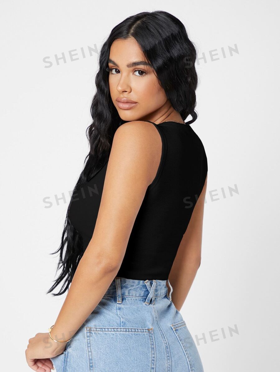 SHEIN PETITE Rib-knit Crop Tank Top | SHEIN UK