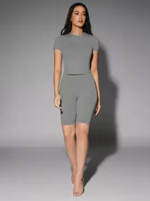 Silquee Solid Fitted Tee | SHEIN USA