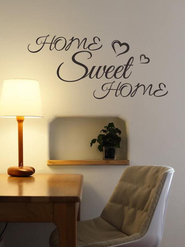 1pc Slogan Graphic Wall Sticker, Black Self Adhesive Wall Art Decal For ...