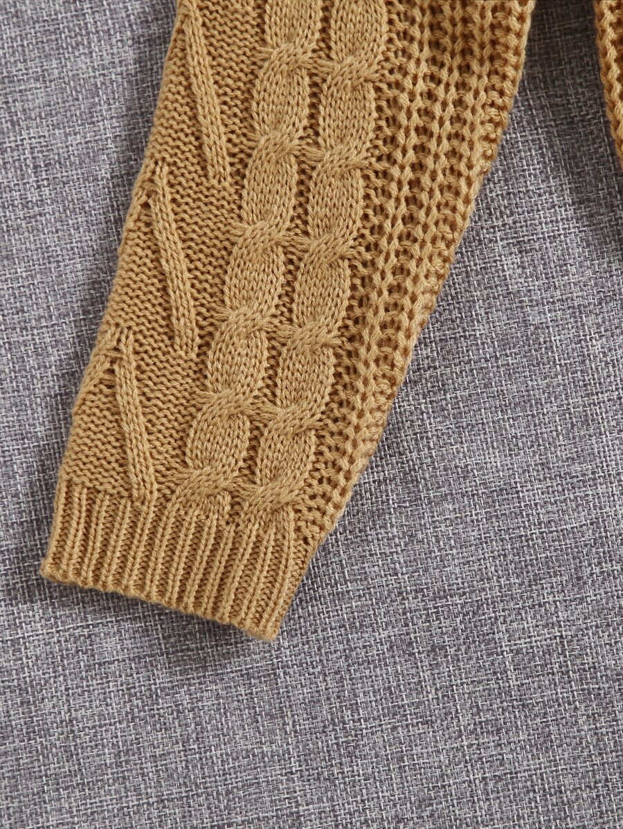 SHEIN Girls Cut Out Mock Neck Cable Knit Jumper | SHEIN UK