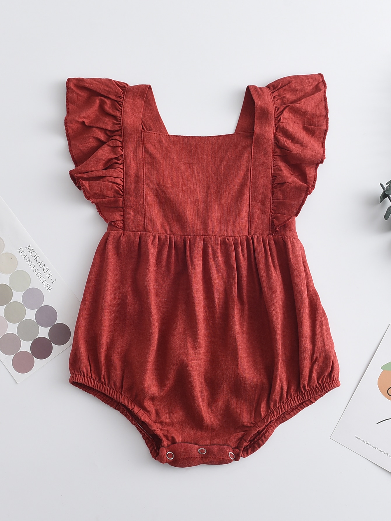 Baby Girl Ruffle Trim Overall Bodysuit
