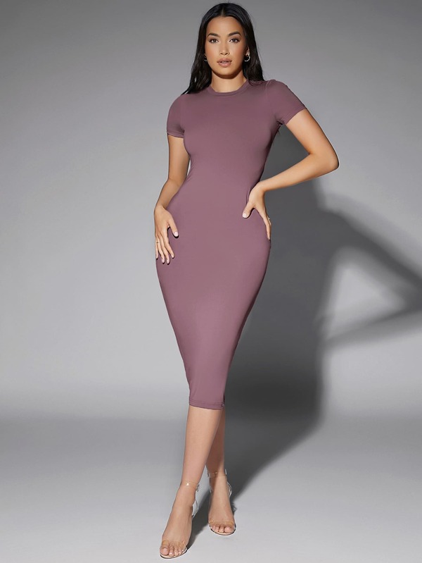 SHEIN 1PC Solid Bodycon Dress | SHEIN USA