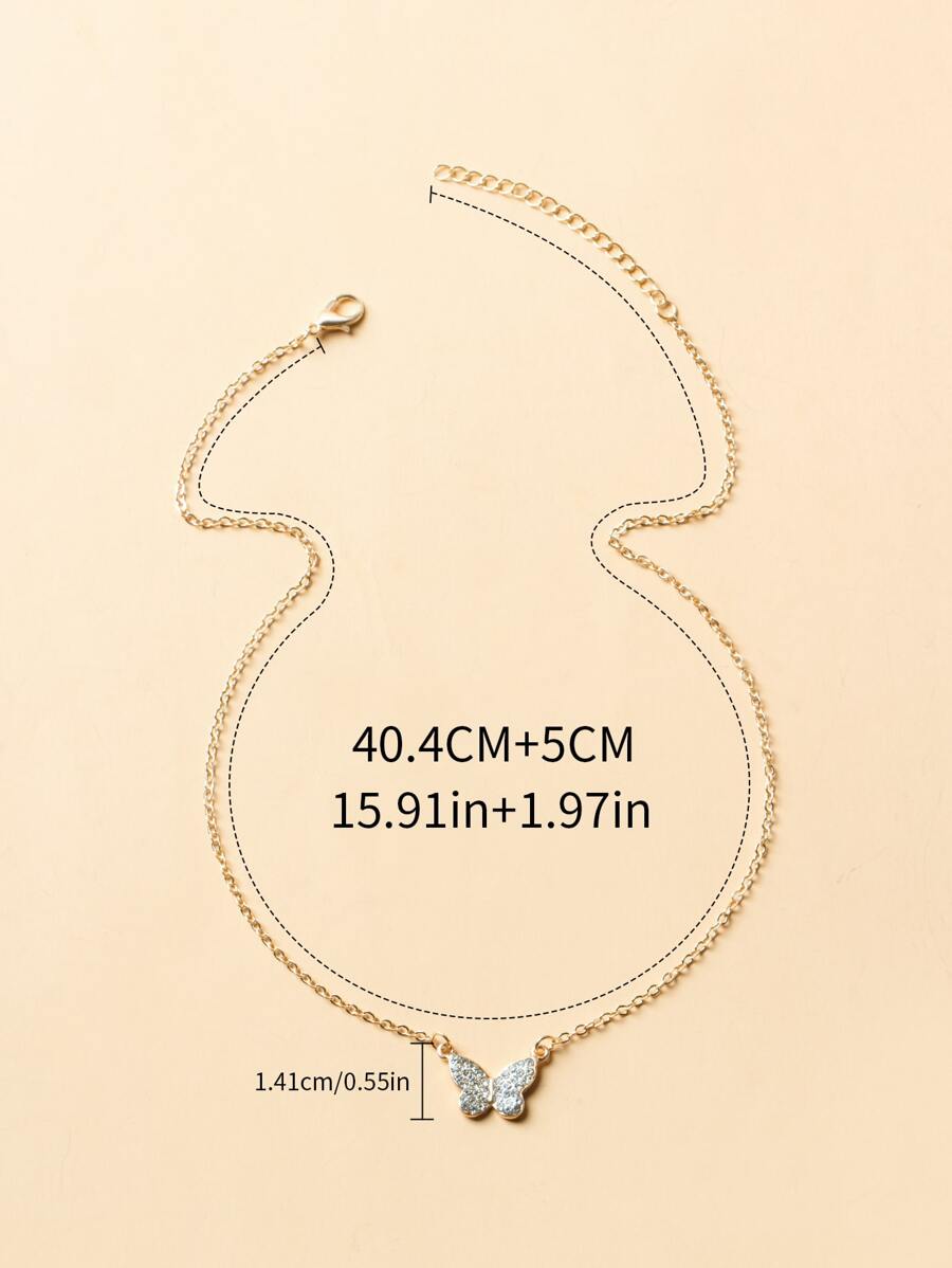 Rhinestone Butterfly Decor Necklace | SHEIN UK