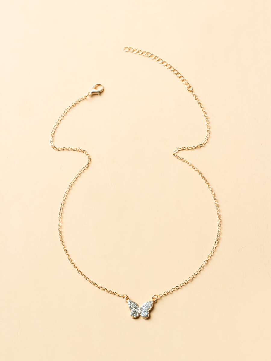 Rhinestone Butterfly Decor Necklace | SHEIN USA