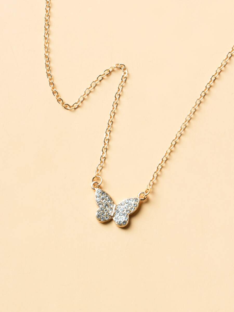 Rhinestone Butterfly Decor Necklace | SHEIN USA