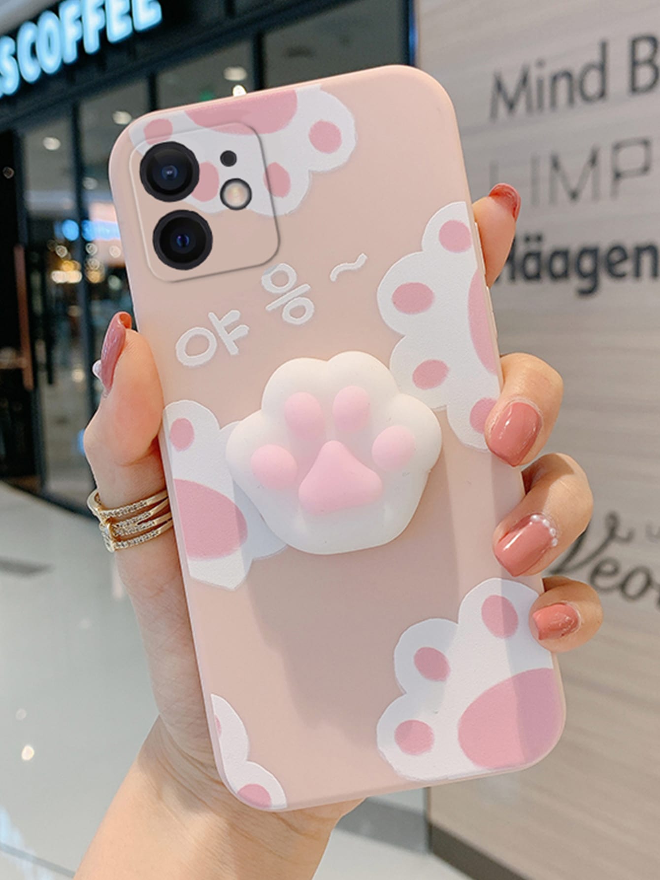 3D Cat Paw Decor Phone Case