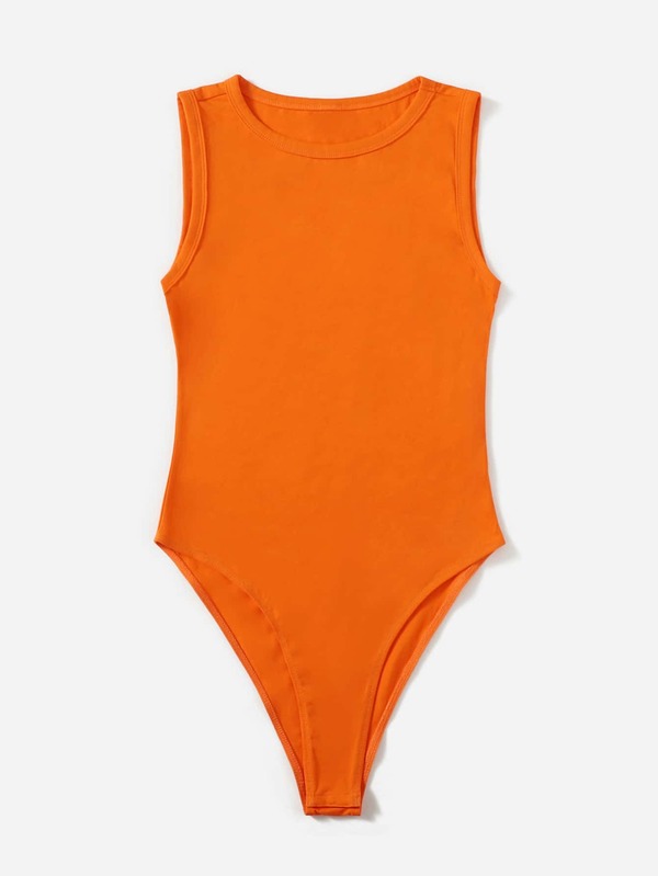 SHEIN EZwear Body neón naranja unicolor delgado | Moda de Mujer | SHEIN ...
