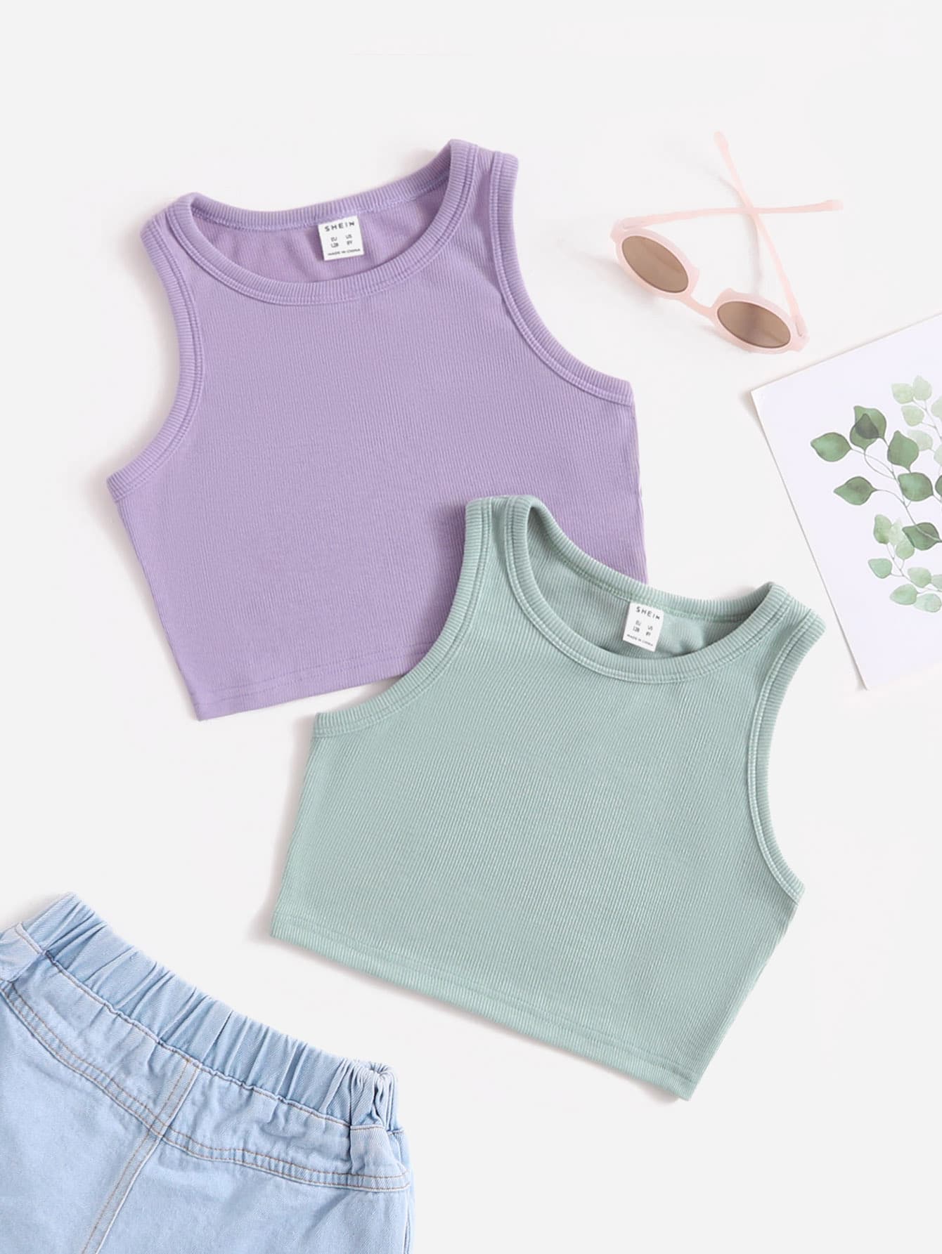 SHEIN Kids EVRYDAY Niñas 2 piezas Top tank tejido de canalé | Moda de ...