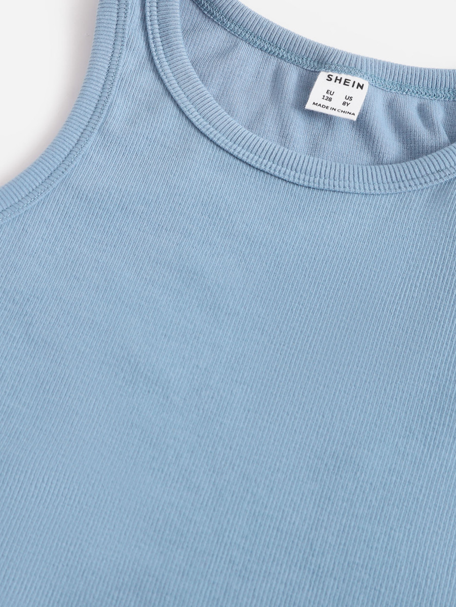 SHEIN Tween Girl Multi-Pack Girls' Classic Basic Round Neck Knit Tank ...