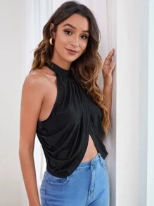 Ruched Open Back Top | SHEIN USA