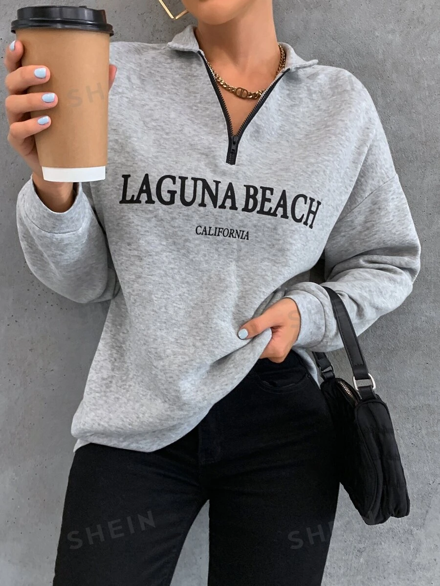 SHEIN EZwear Moletom com estampa de letra | SHEIN Brasil