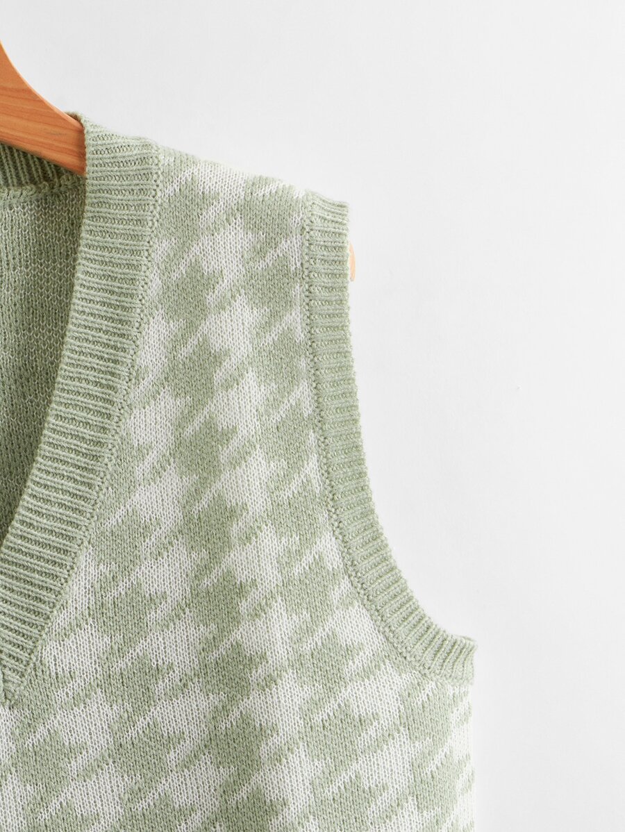 SHEIN EZwear Plus Houndstooth Pattern Sweater Vest | SHEIN USA