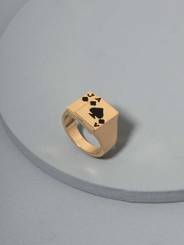 Fashionable and Popular Men Playing Card Decor Ring Alloy for Jewelry ...