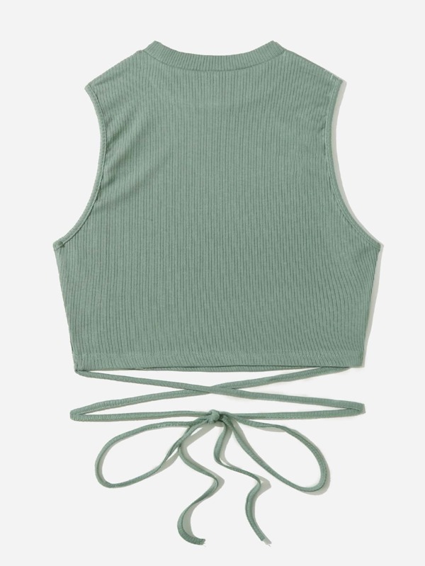 SHEIN EZwear Crisscross Tie Back Crop Tank Top | SHEIN USA
