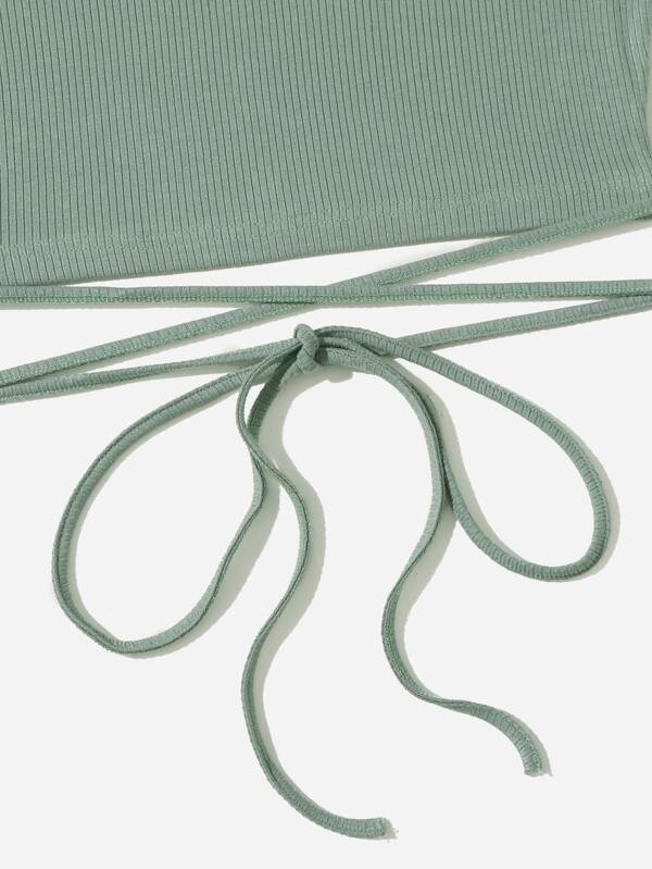 SHEIN EZwear Crisscross Tie Back Crop Tank Top | SHEIN USA