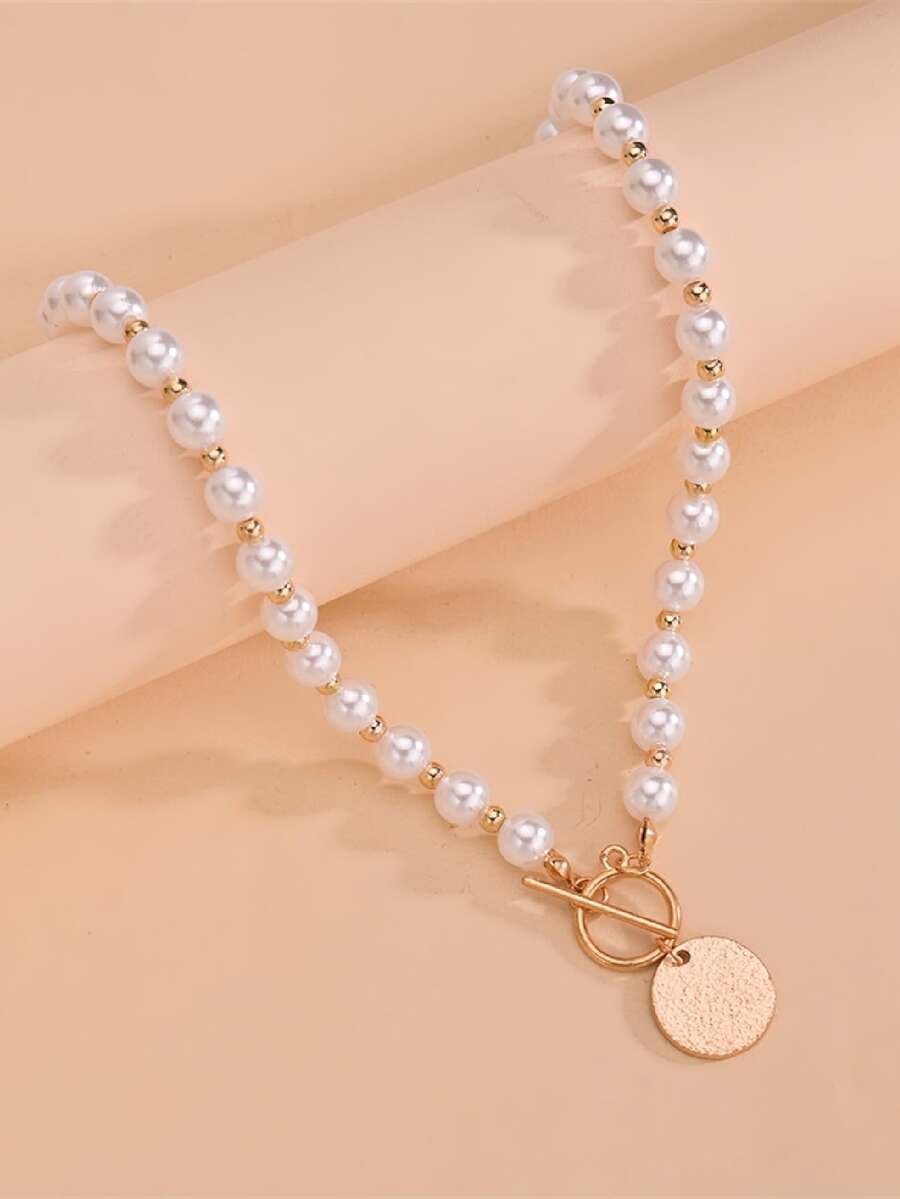 Collier à disque à fausse perle | Mode en ligne | SHEIN FRANCE