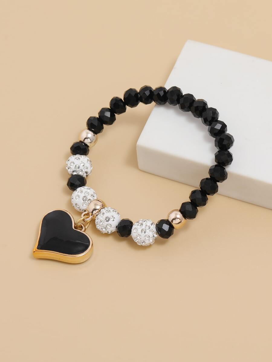 Heart Pendant Beaded Bracelet | SHEIN USA