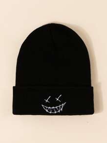 1pc Unisex Embroidered Ghost Face Y2k Style Warm Breathable Fashionable ...