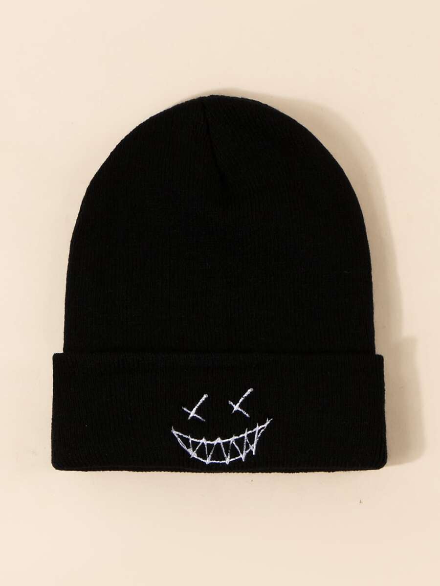 1pc Unisex Embroidered Ghost Face Y2k Style Warm Breathable Fashionable ...