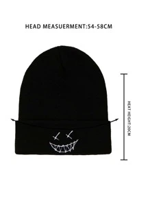 1pc Unisex Embroidered Ghost Face Y2k Style Warm Breathable Fashionable ...